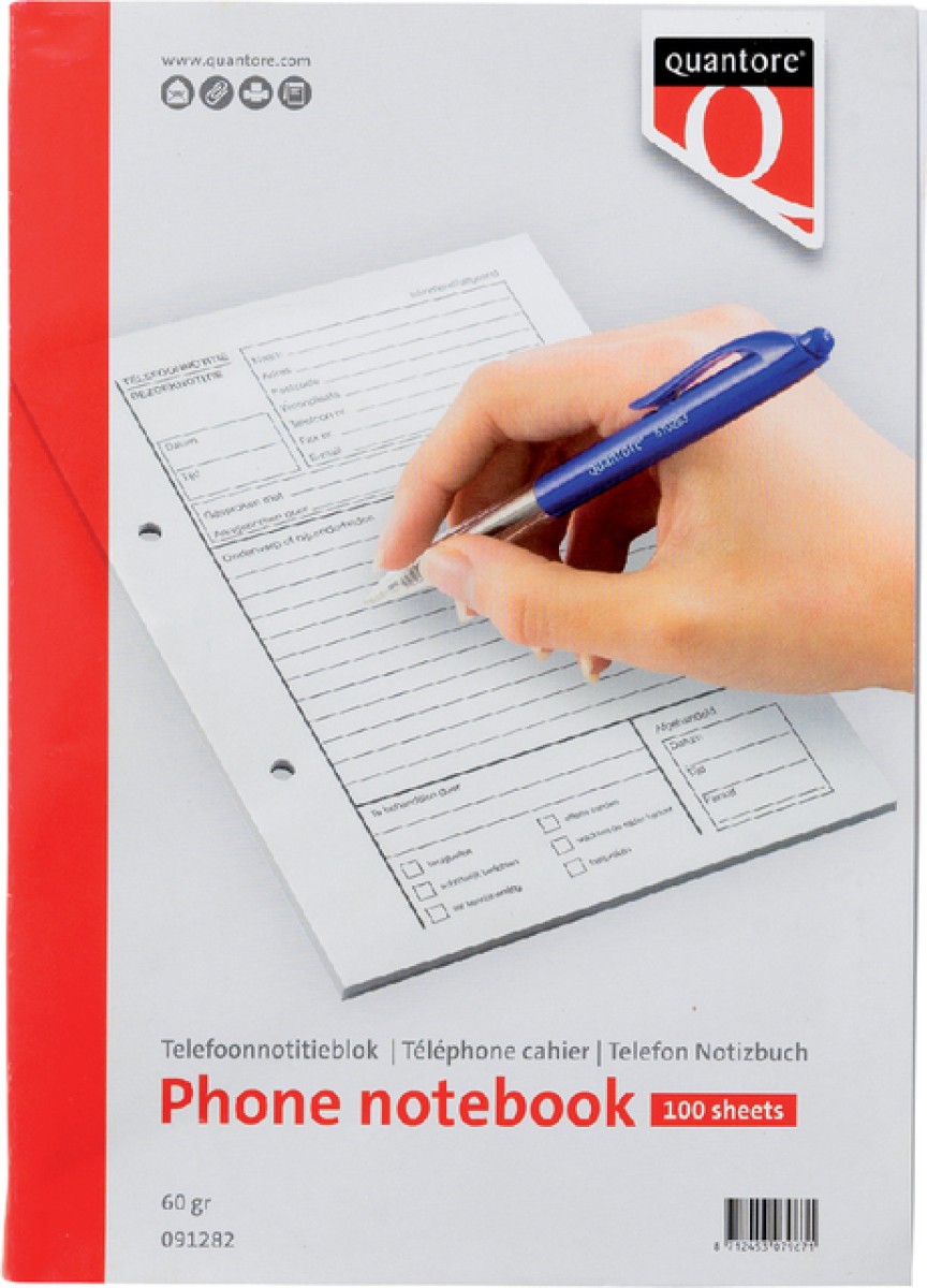 telefoon/bezoeknotitieblok A5 Quantore , 100 vel | TonerOnlineBestellen.nl